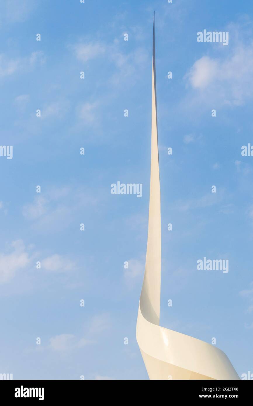 Sharjah, UAE - 09.07.2021 - Monument known as The Scroll that placed ...