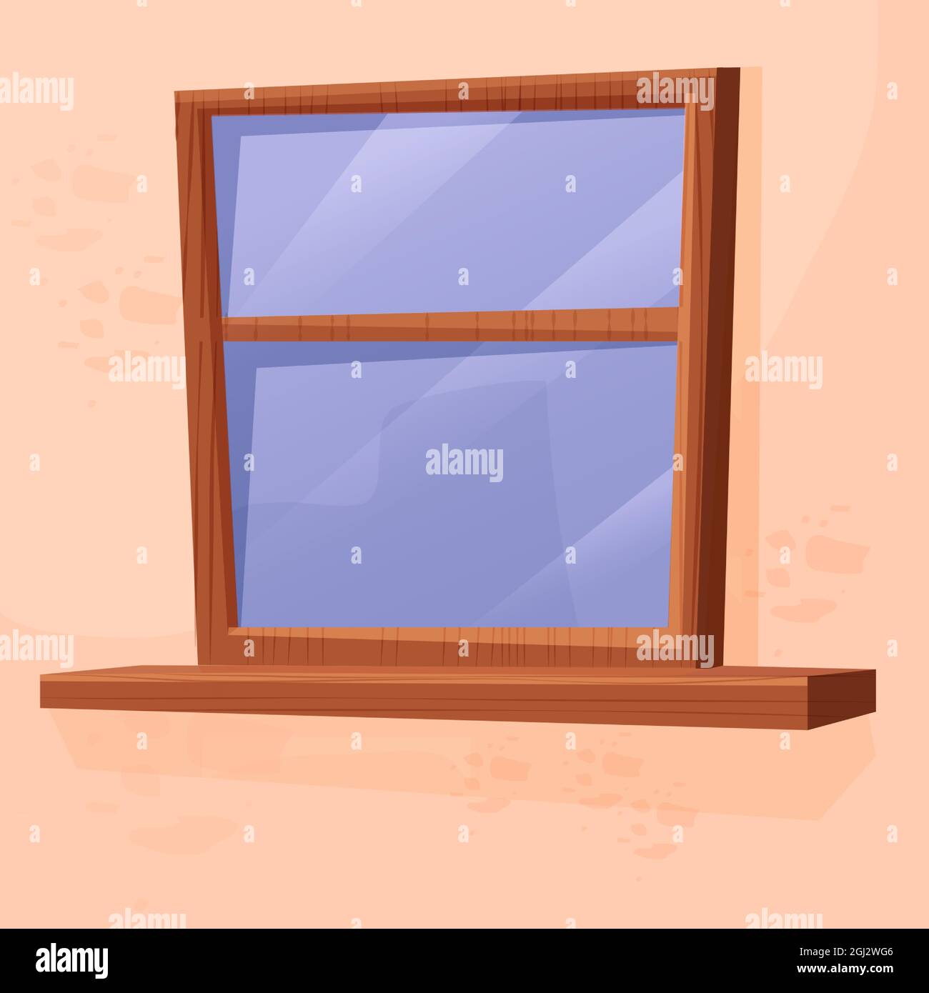 Wooden window in cartoon style isolated on white background. Textured ...