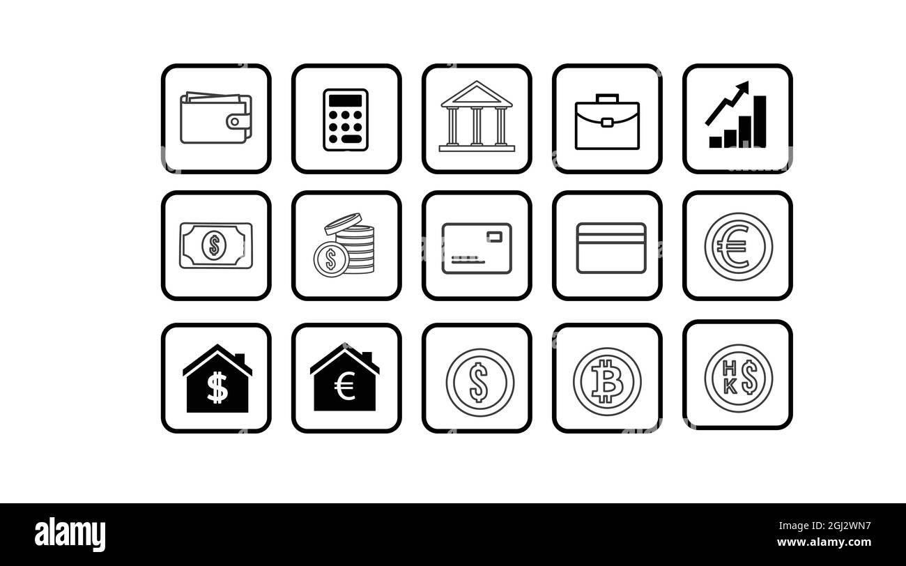 Money icon and finance icon set. Vector isolated editable illustration ...