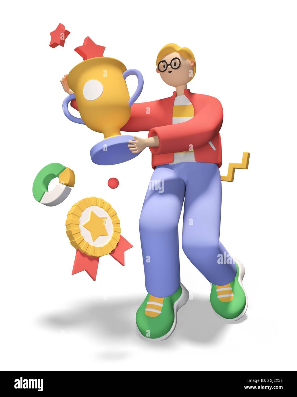 Win a prize - colorful 3D style illustration cartoon style character ...