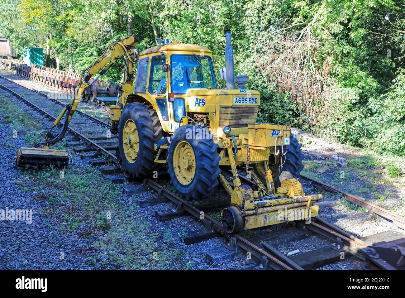A mechanical digger designed to run on the railway at the Great Central ...