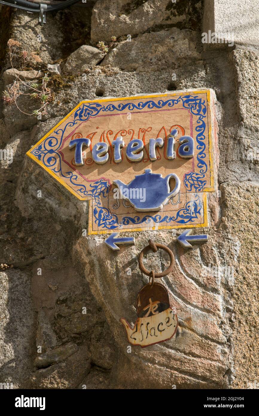 Tea Shop Sign, La Alberca Village; Salamanca; Spain Stock Photo - Alamy