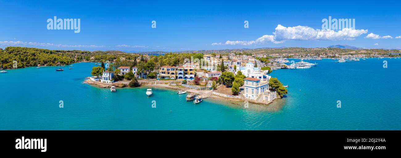 View of the picturesque coastal town of Porto Heli, Peloponnese, Greece ...