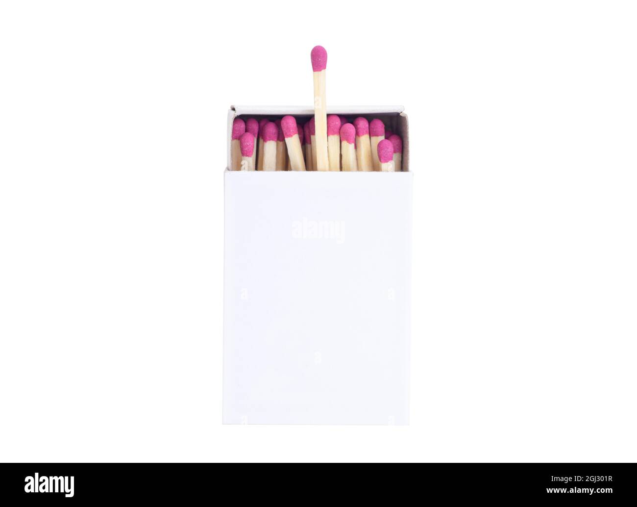 Close-up of an opened matchbox with matches isolated on white ...