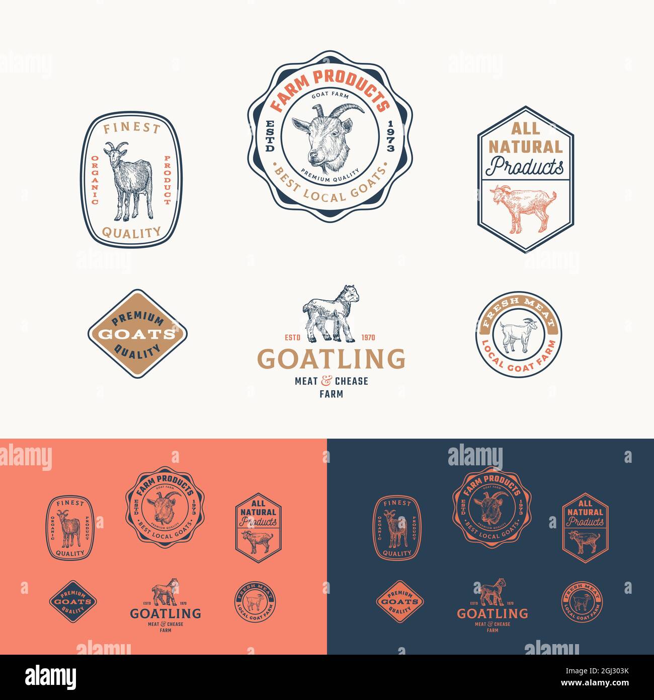 Best Local Goat Farm Retro Framed Badges or Logo Templates Collection ...