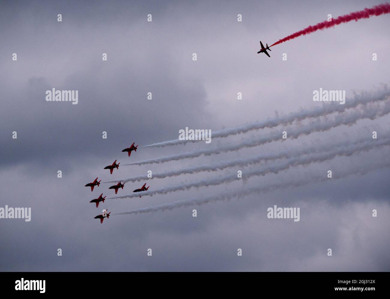Red Arrows display team at Bournemouth Air Show, 2021 Stock Photo - Alamy