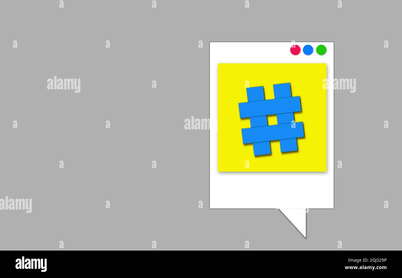 Hashtag sign On bubble Speech. Phone screen Design for social media ...