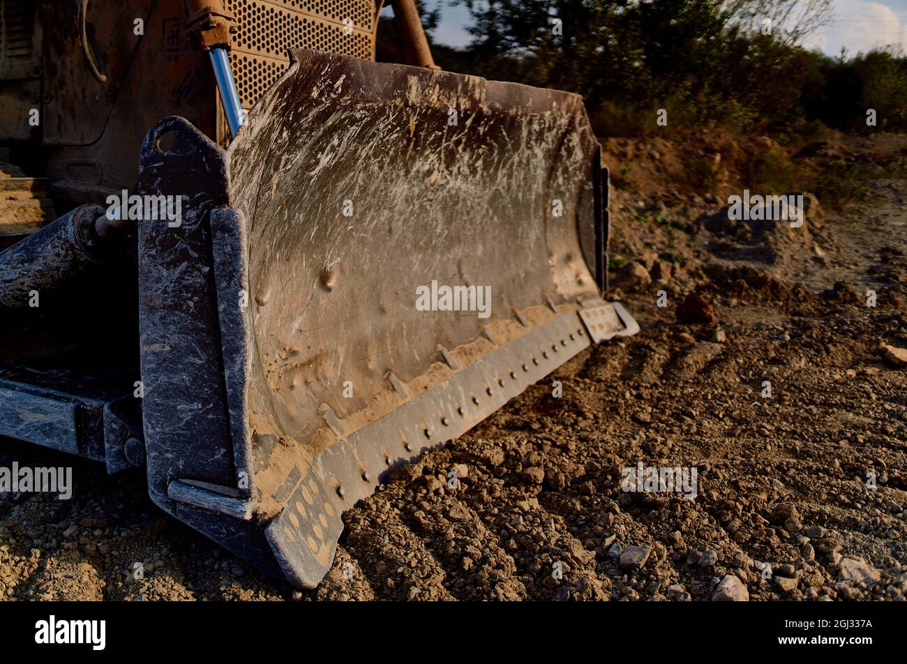 excavator ground leveling and construction work industry Stock Photo ...