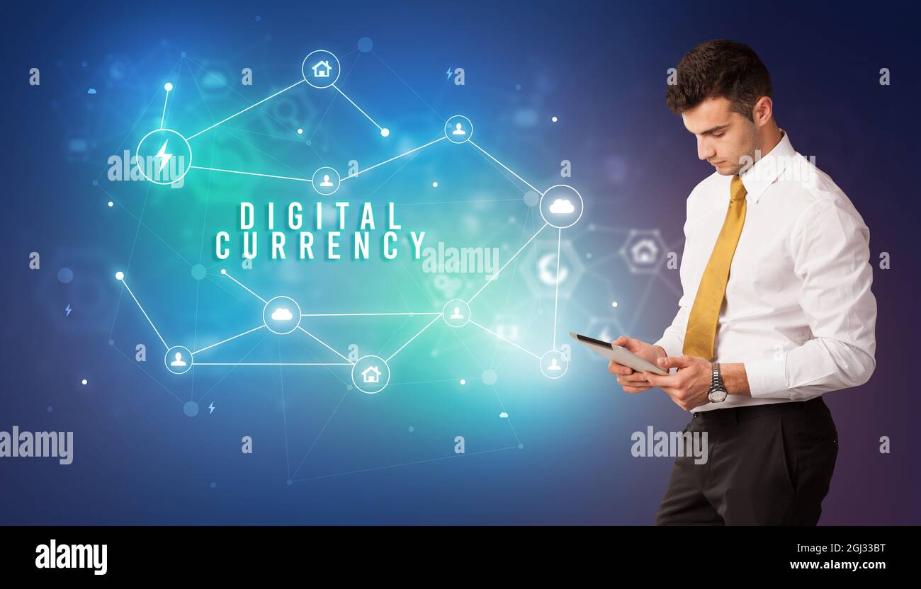 Businessman thinking about technology concept Stock Photo - Alamy
