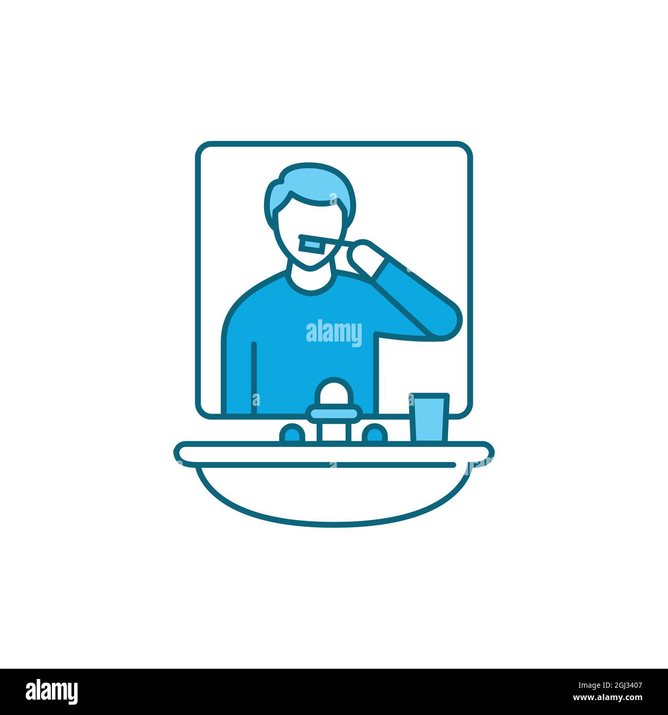Brush teeth color line icon. Pictogram for web page, mobile app, promo ...