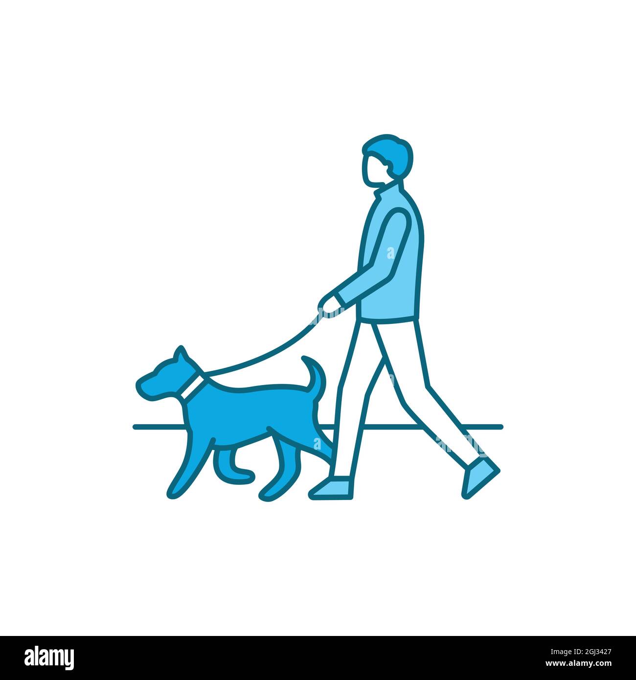 Dog walk color line icon. Pictogram for web page, mobile app, promo. UI ...