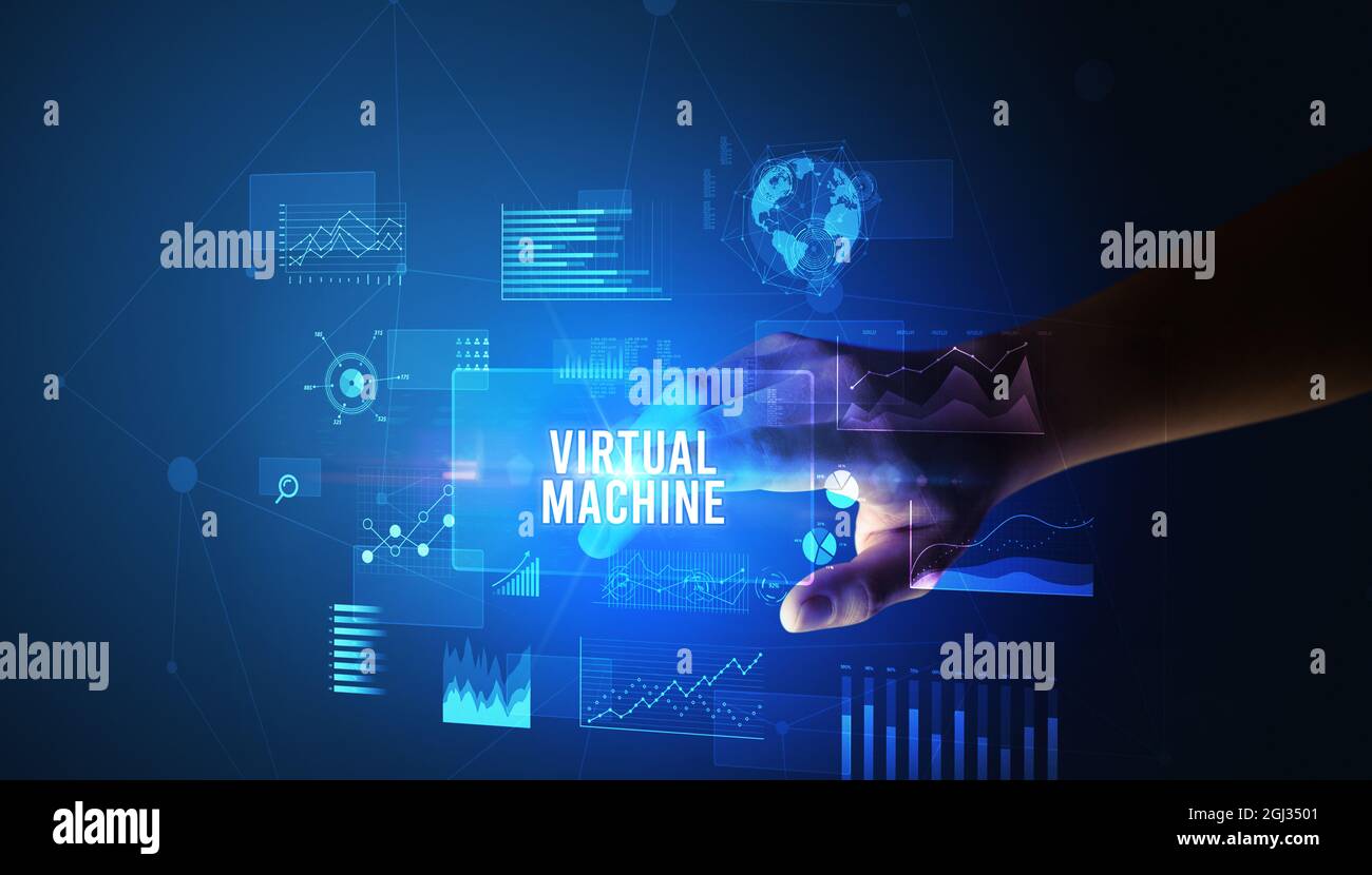 hand touching digital button, modern technology concept Stock Photo - Alamy