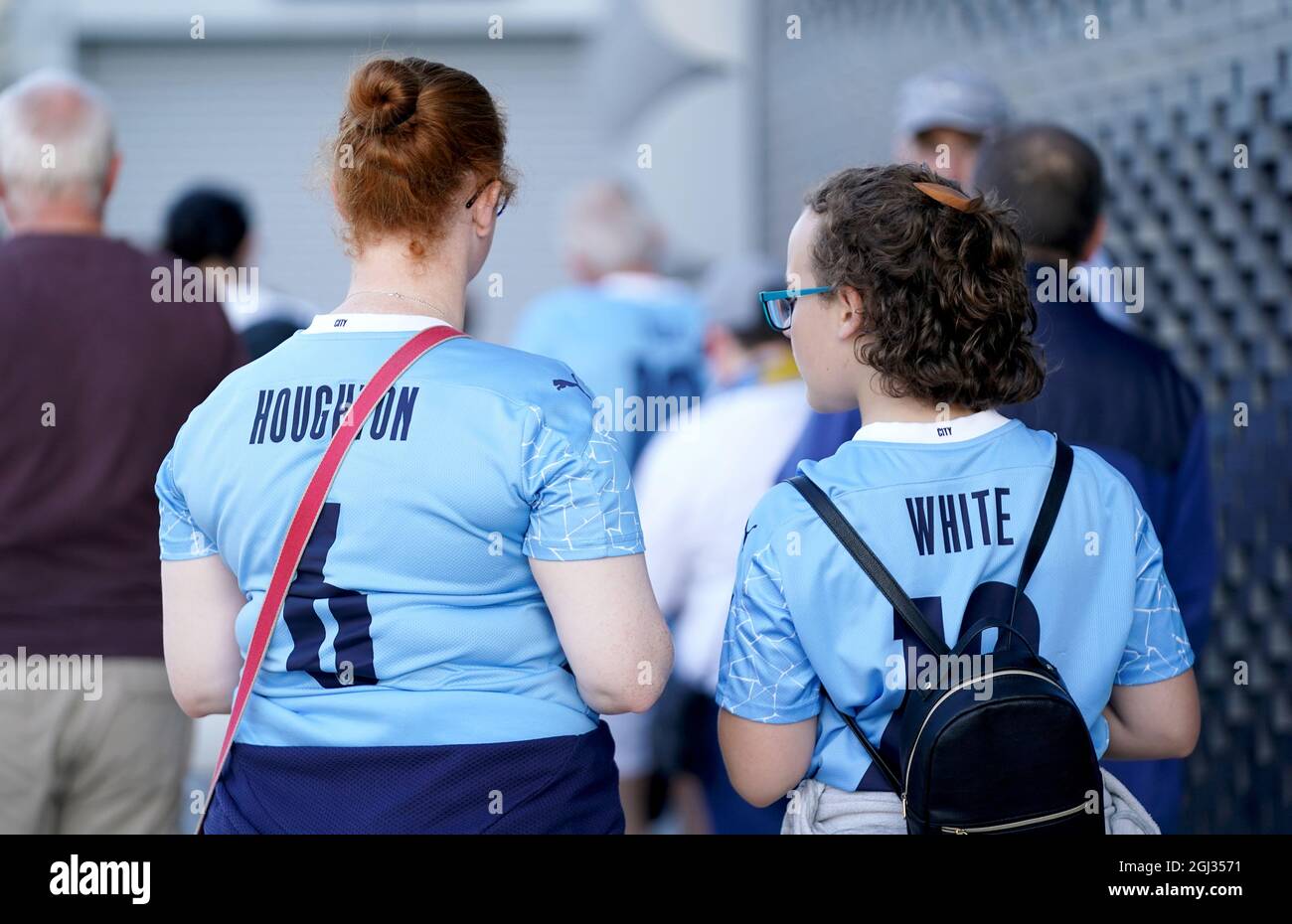 Manchester City Women fan outside the ground ahead of the UEFA Women's ...