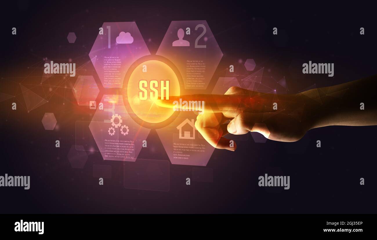 Hand touching digital button concept Stock Photo - Alamy