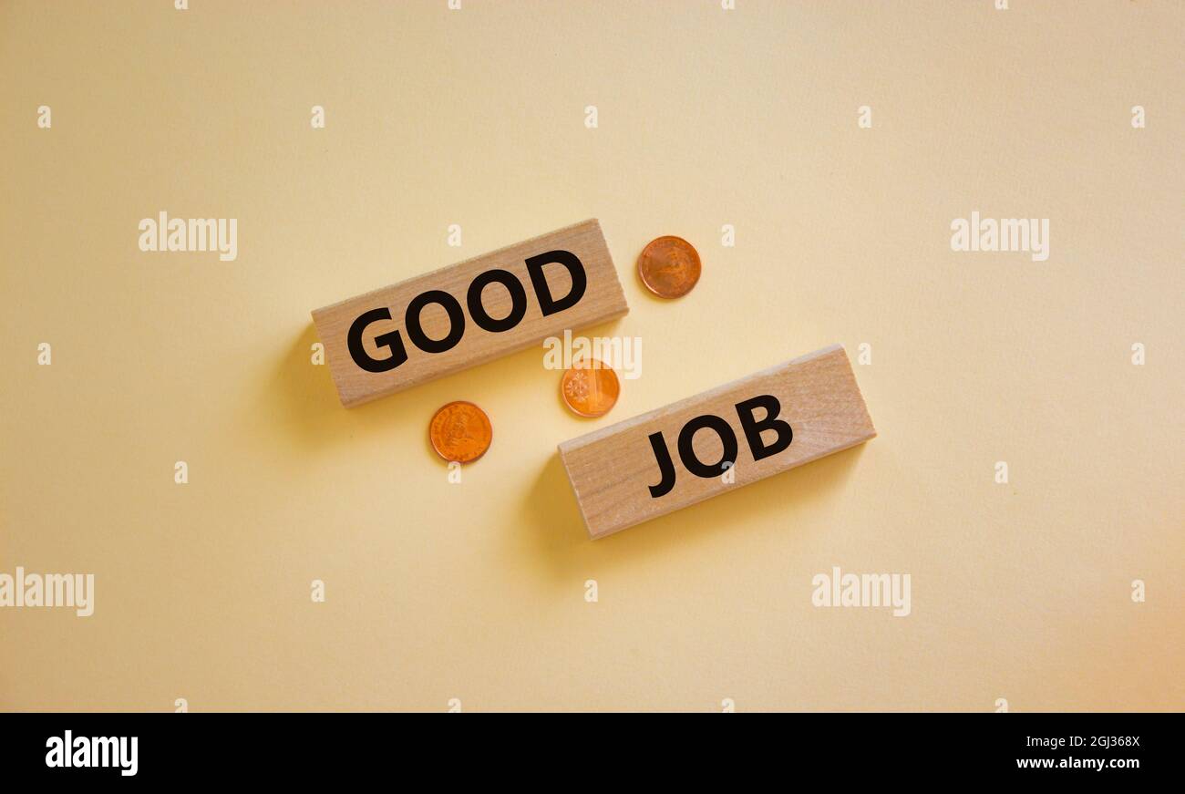 Good job symbol. Concept words 'good job' on wooden blocks on a ...
