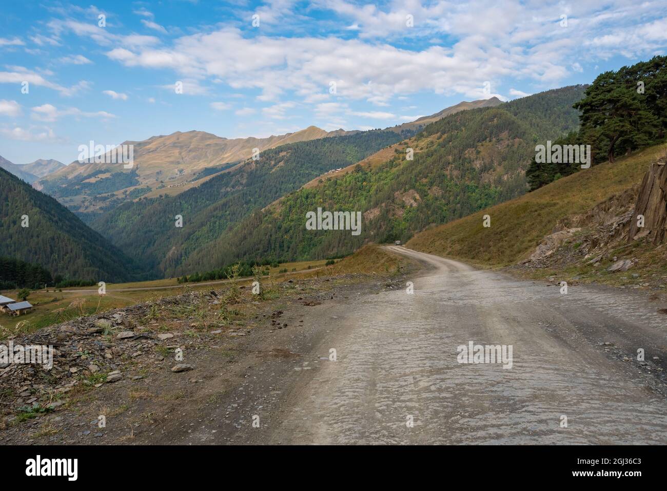 Dangerous mountain road in Tusheti, travel across Georgia Stock Photo ...
