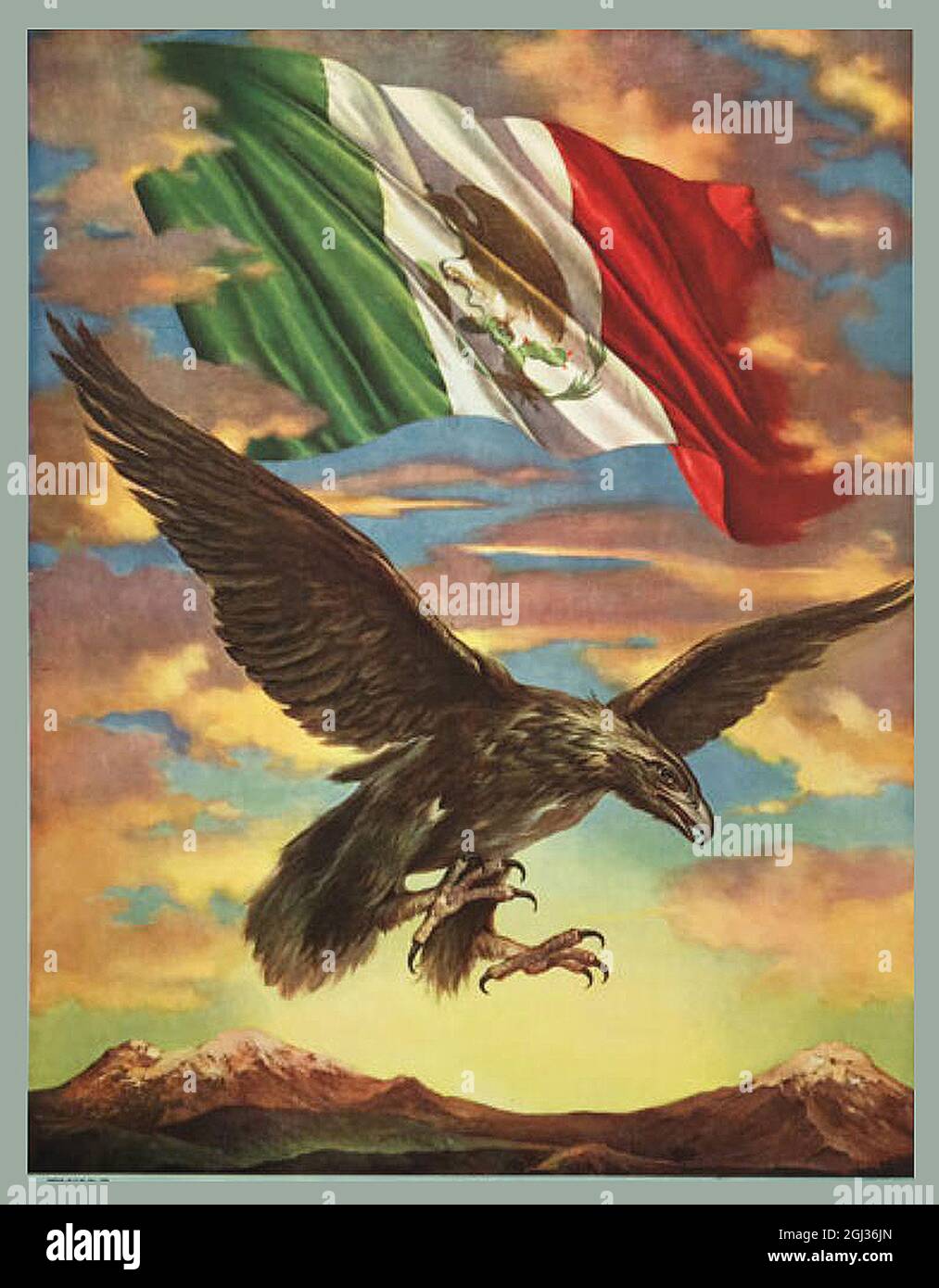 Click On Vintage Mexican patriotic poster WWI- Flying eagle and Mexican ...