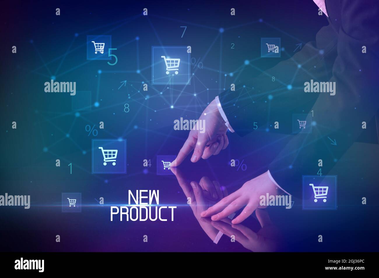 Online shopping concept with shopping cart icons Stock Photo - Alamy