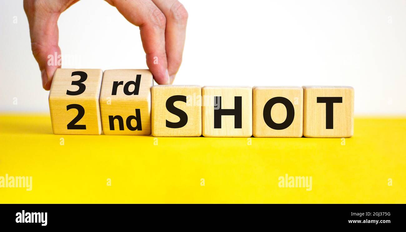 Covid-19 booster vaccine shot symbol. Doctor turns cubes and changes ...