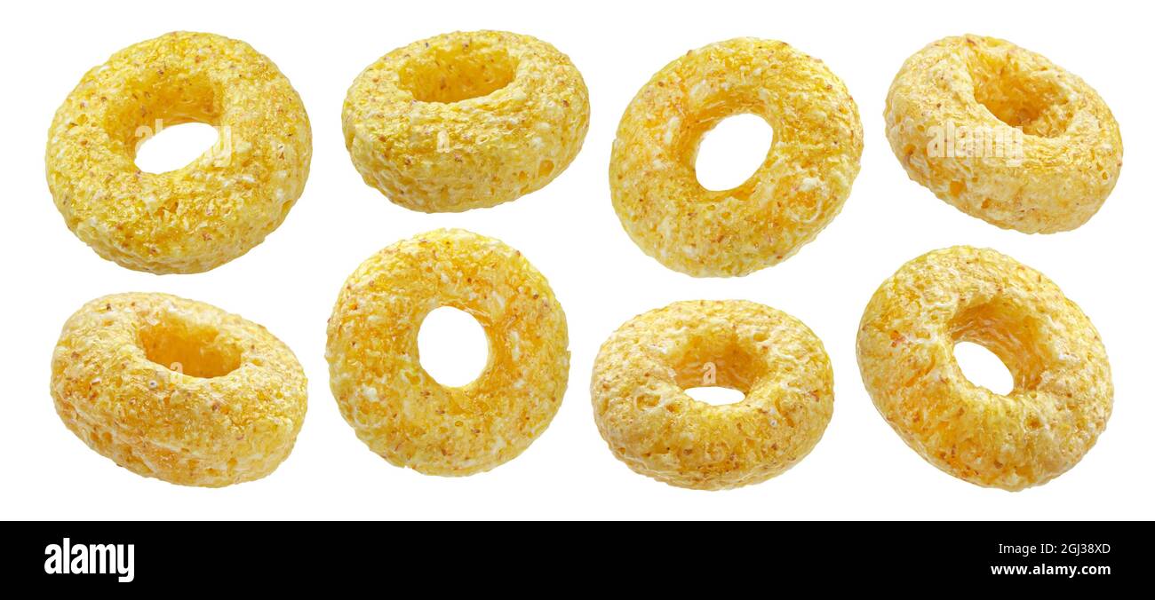 Corn rings isolated on white background Stock Photo - Alamy