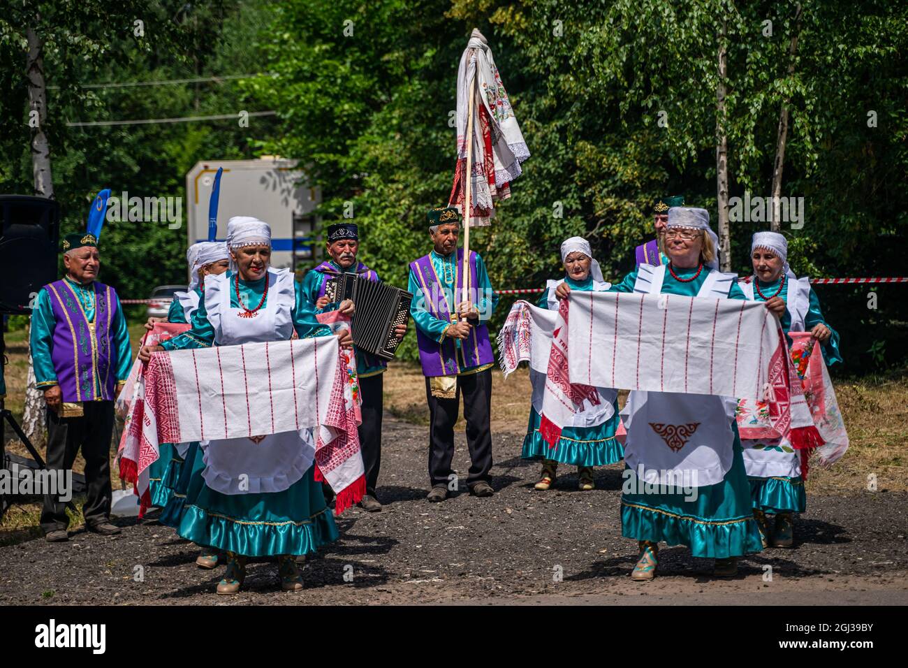 Kazan, Russia, June 26 2021. The Tatar ethnic holiday Sabantuy, end of ...