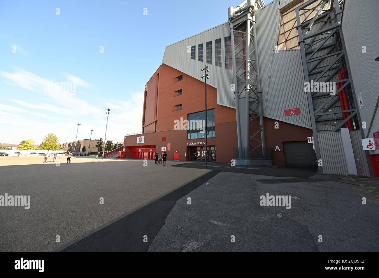 Exterior of Liverpool Anfield Football ground Stock Photo - Alamy