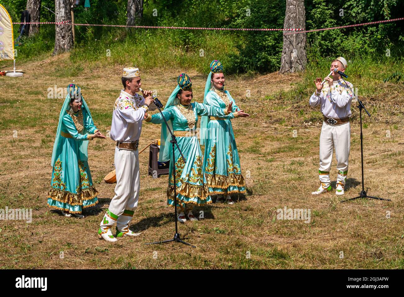 Kazan, Russia, June 26 2021. The Tatar ethnic holiday Sabantui, end of ...