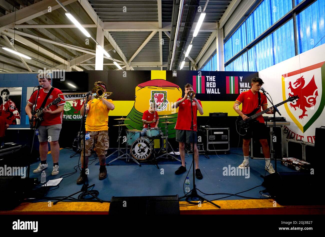 A band plays inside the grounds ahead of the 2022 FIFA World Cup ...