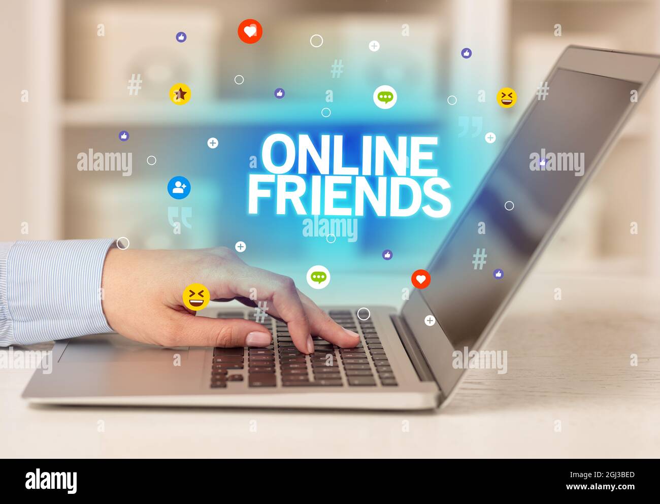 Freelance woman using laptop concept Stock Photo - Alamy