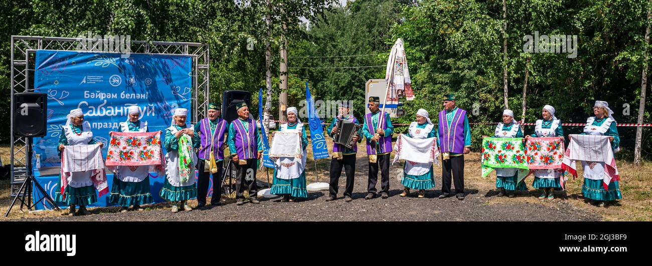 Kazan, Russia, June 26 2021. The Tatar ethnic holiday Sabantuy, end of ...