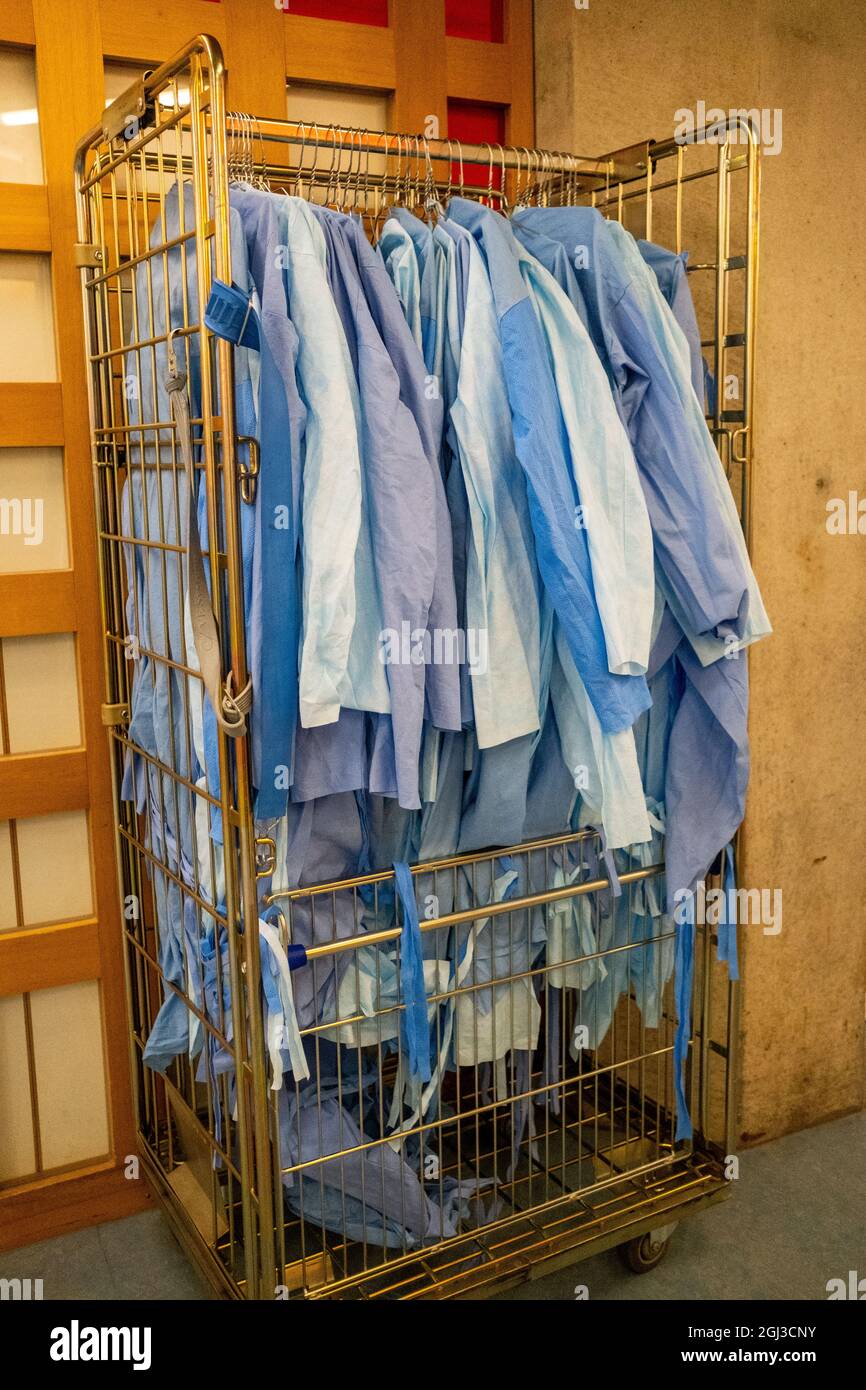 Fresh PPE kits and other safety equipment in the laundry room at the ...