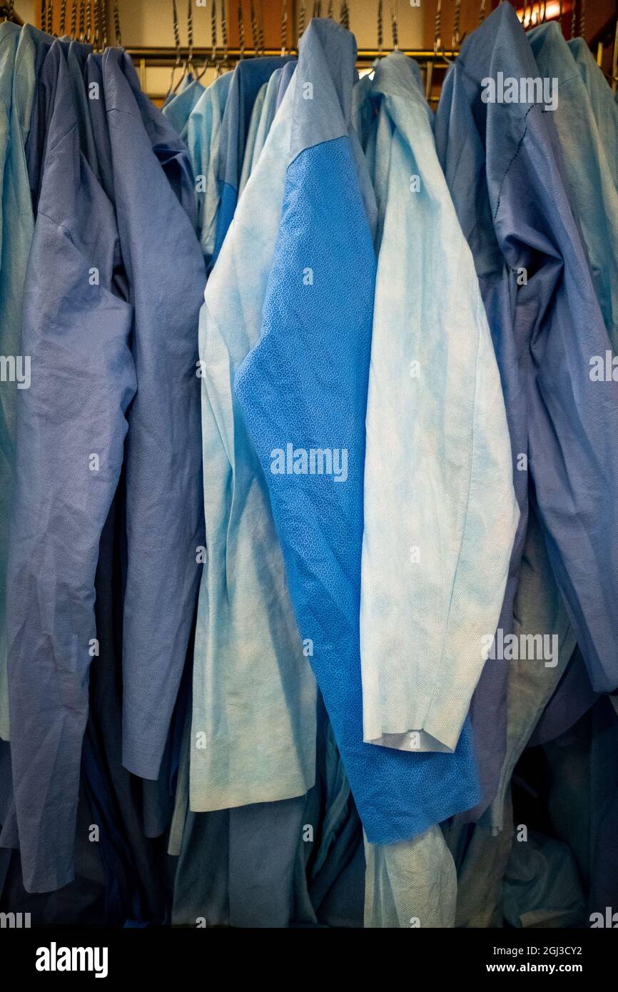 Fresh PPE kits and other safety equipment in the laundry room at the ...