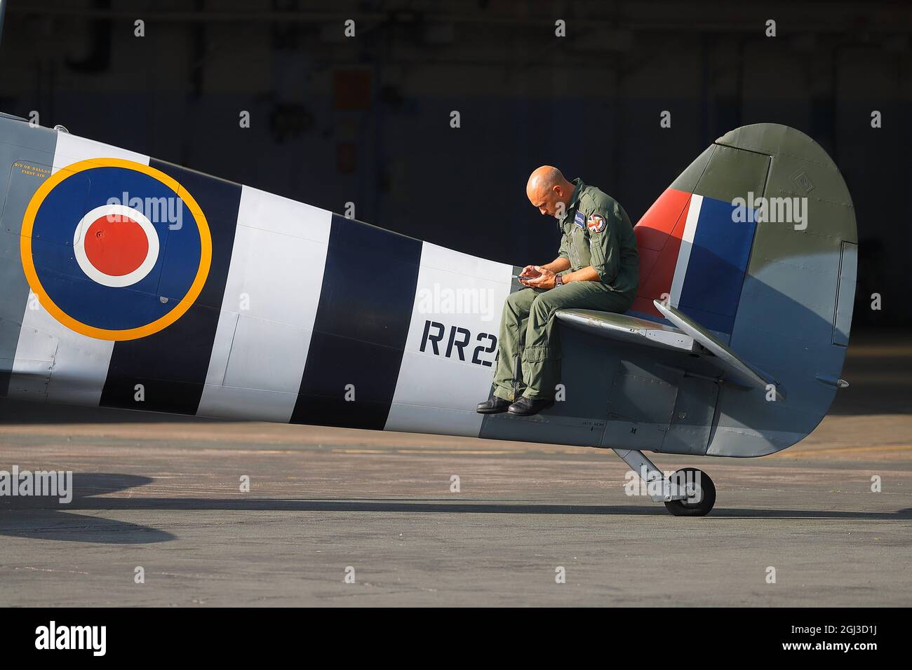 Supermarine Spitfire RR232 at Leeds East Airport RGCM Stock Photo - Alamy