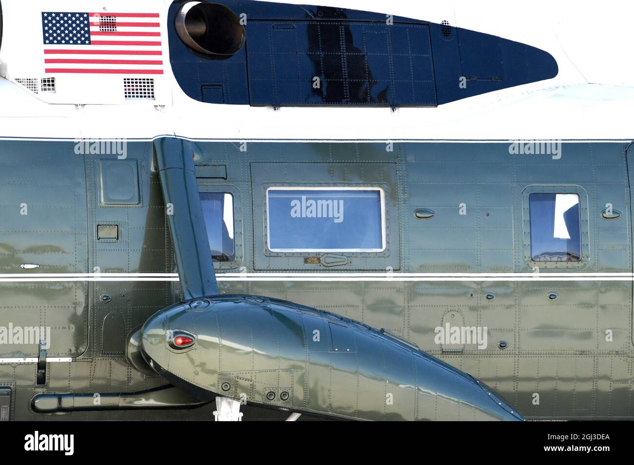 President Joe Biden is seen inside Marine One helicopter at John F ...