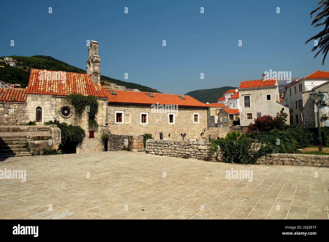 Old town Budva and the Citadel, Budva municipality,Montenegro Stock ...