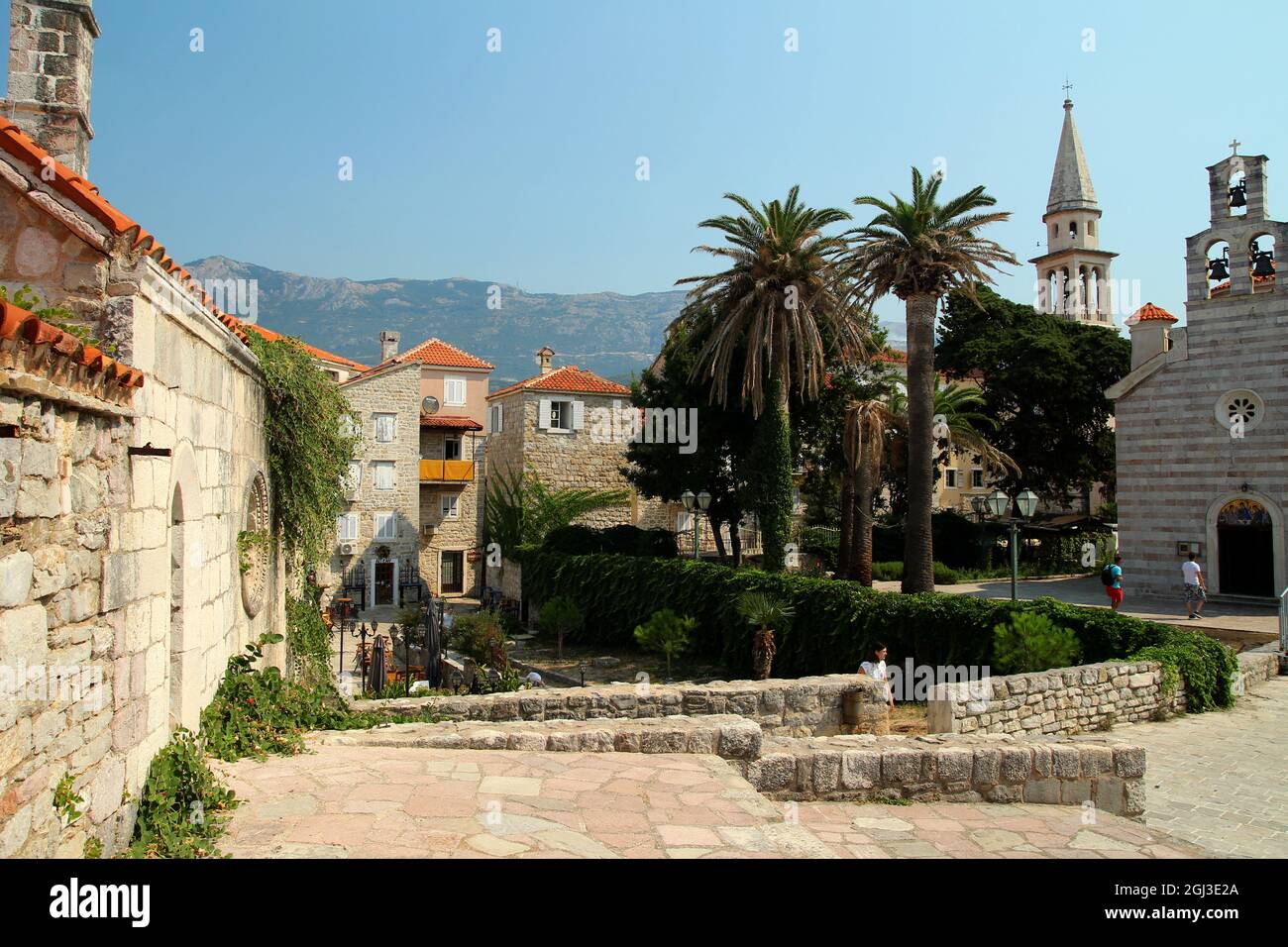 Old town Budva and the Citadel, Budva municipality,Montenegro Stock ...