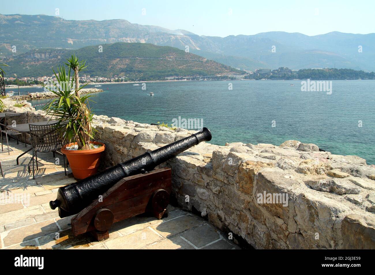 Old town Budva and the Citadel, Budva municipality,Montenegro Stock ...