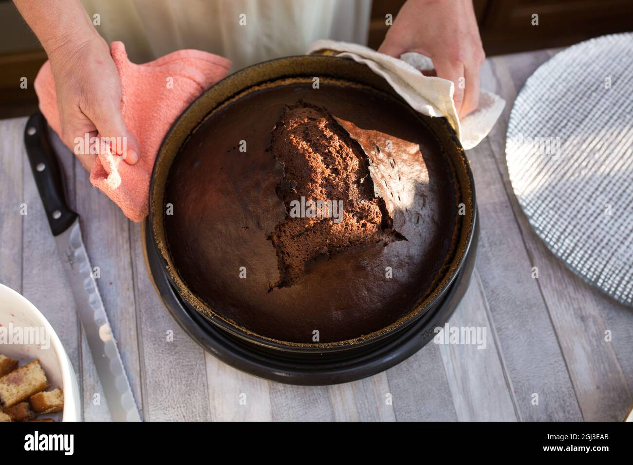 Cake making process. Pie after baking. Step by step recipe for ...
