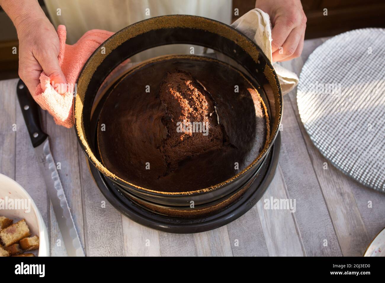 Cake making process. Pie after baking. Step by step recipe for ...