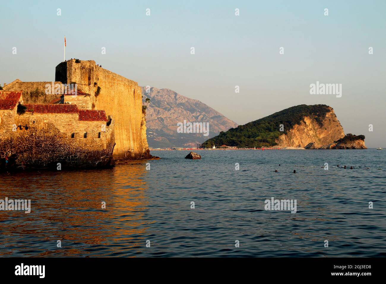 Old town Budva and the Citadel, Budva municipality,Montenegro Stock ...