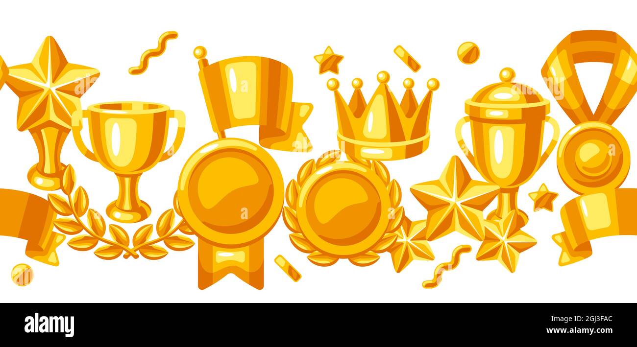 Awards and trophy seamless pattern. Reward items sports or corporate ...