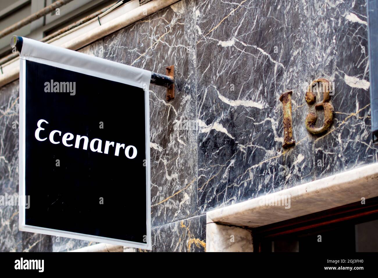BILBAO, SPAIN - Aug 22, 2021: A front store Logo of Ecenarro brand in ...