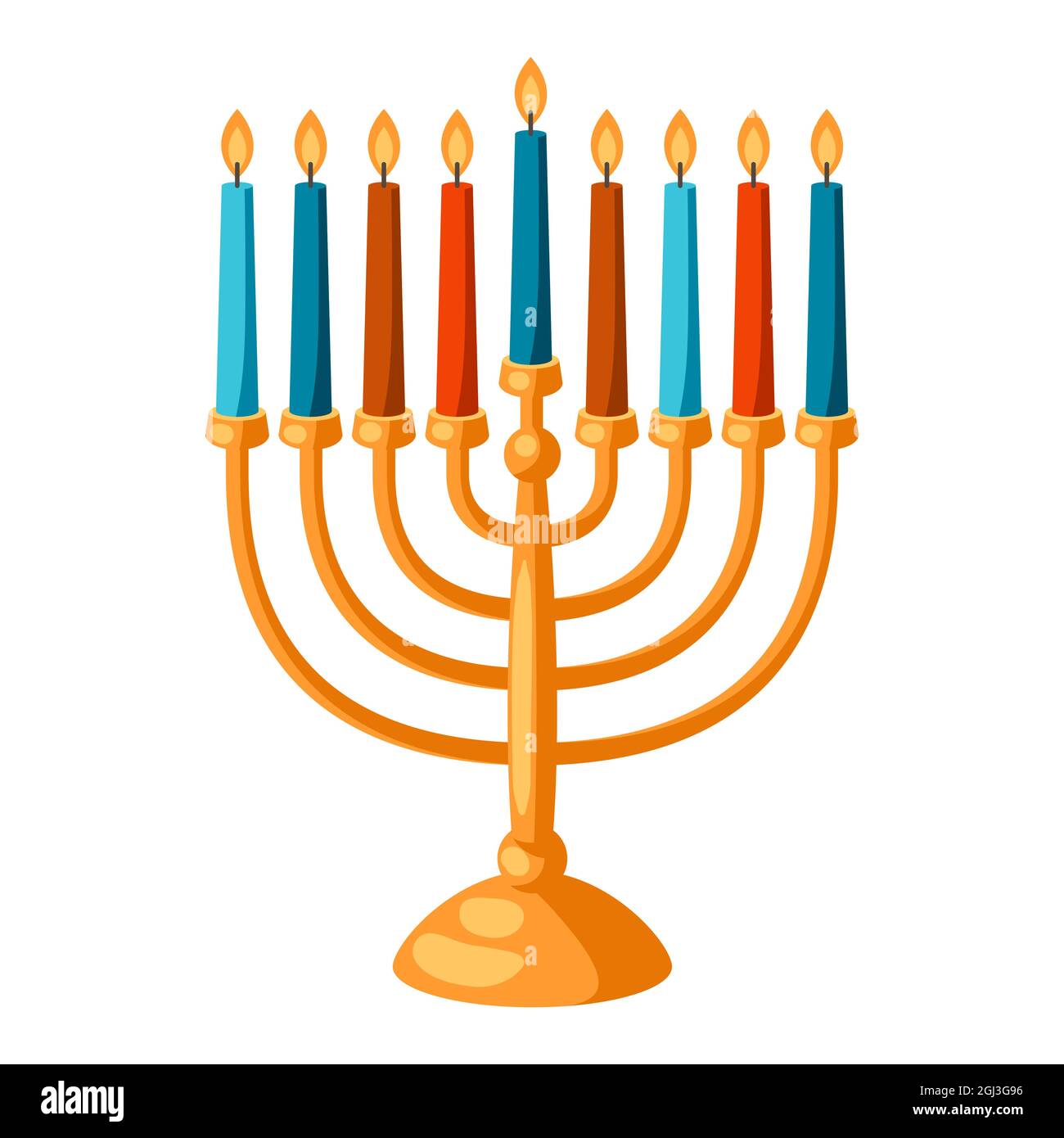 Happy Hanukkah illustration of menorah with candles. Holiday icon in ...
