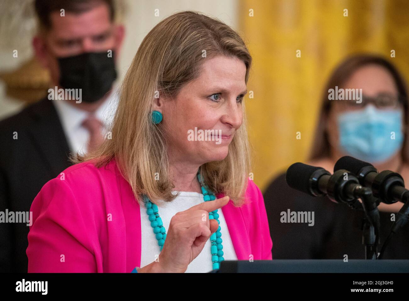 AFL-CIO President Elizabeth Shuler delivers remarks during an event in ...