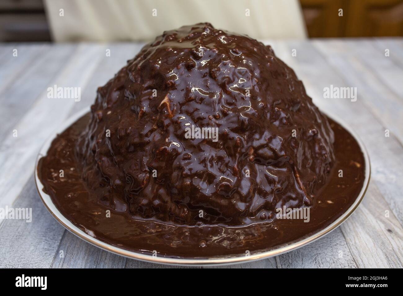 Cake making process. Chocolate cake with sour cream is ready. Step by ...