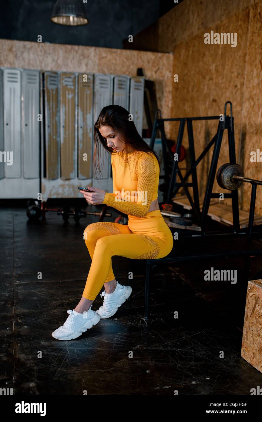 attractive fitness woman, trained female body, lifestyle portrait ...