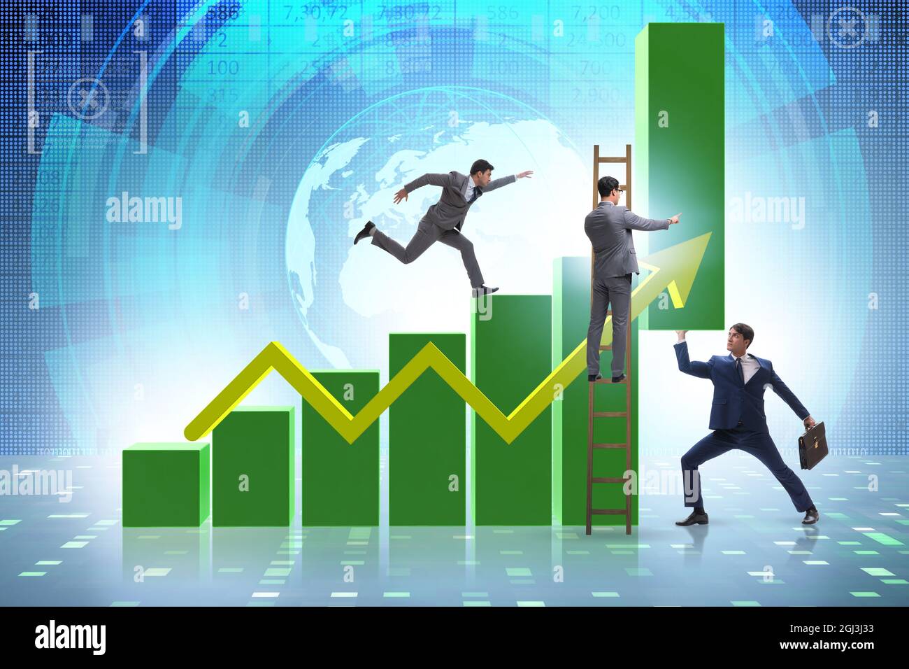 Businessman supporting economic growth on the chart Stock Photo - Alamy