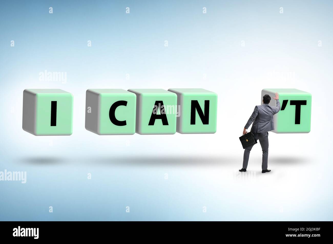 Determination concept with the rotating cubes Stock Photo - Alamy