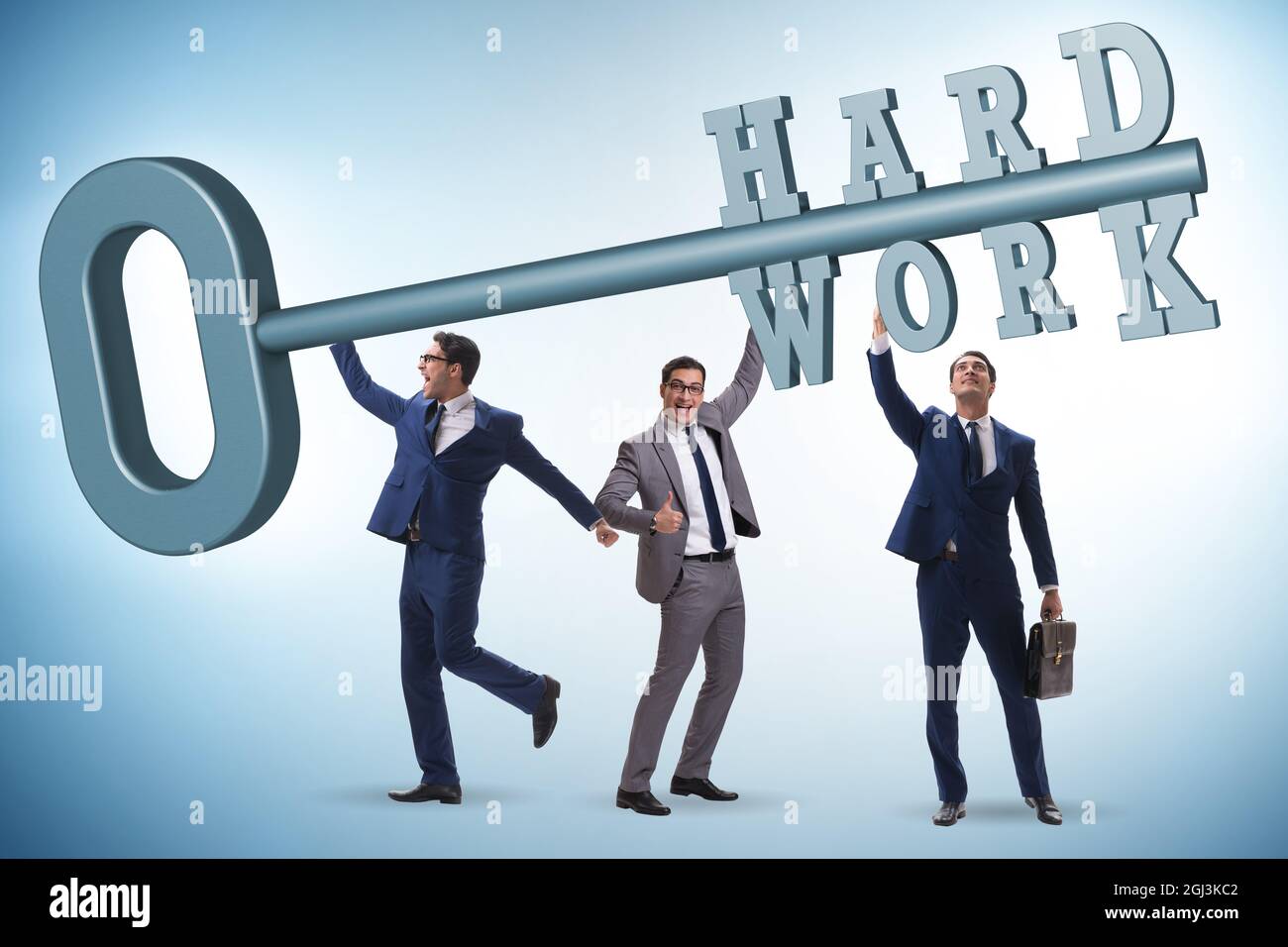 Concept of hard work with the key and businessman Stock Photo - Alamy
