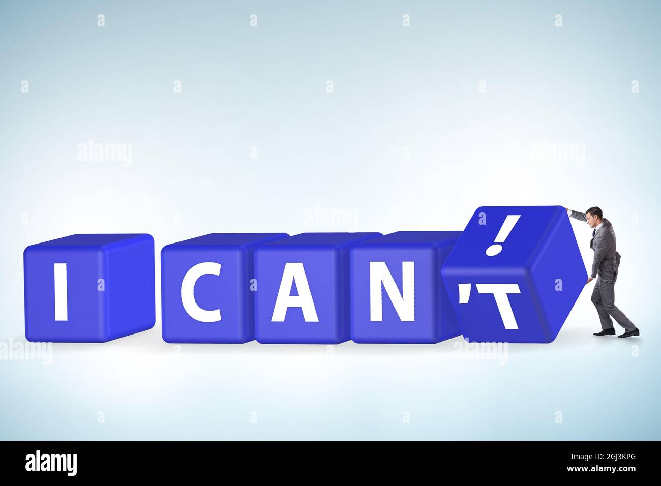 Determination concept with rotating cubes and the businessman Stock ...